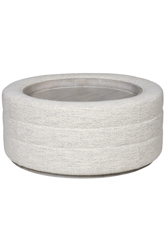 Boyden Round Ottoman with Wood Tray – Sedgwick & Brattle